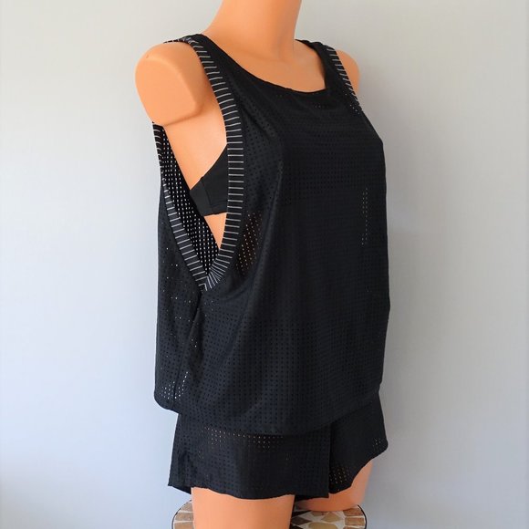 Nike | Swim | Nike 2 Piece Sport Mesh Layered Black Tankini Set | Poshmark